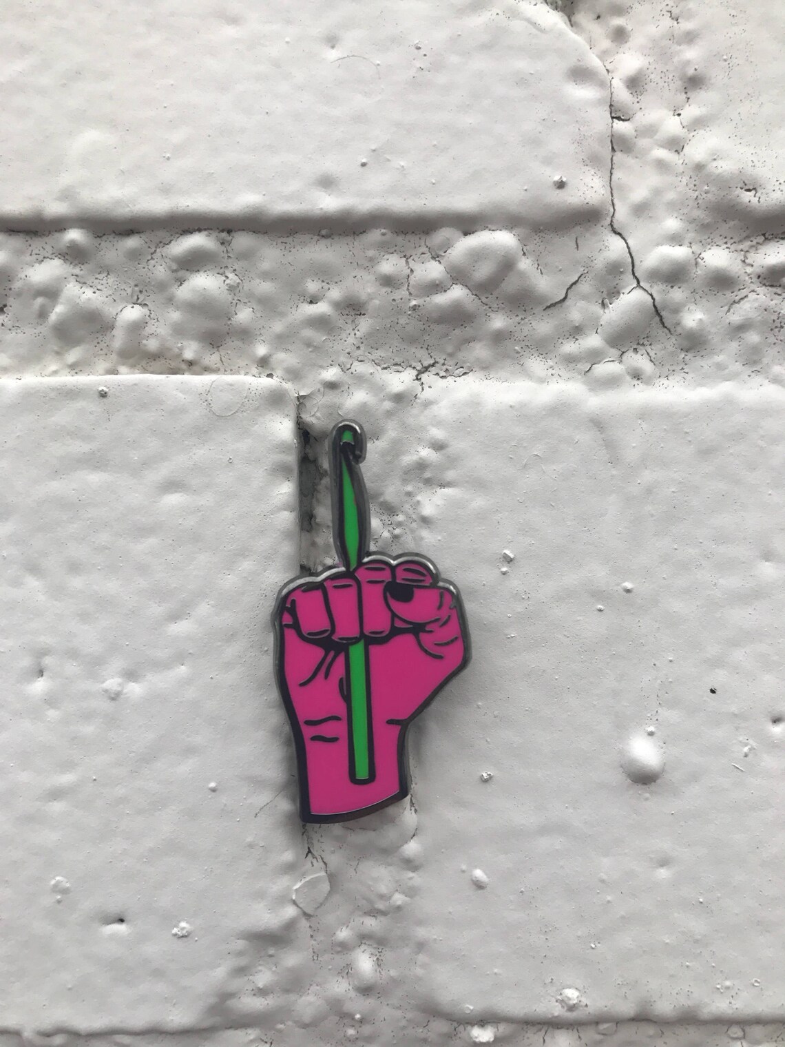 LFS Enamel Crochet Fist Pin Pink | Etsy