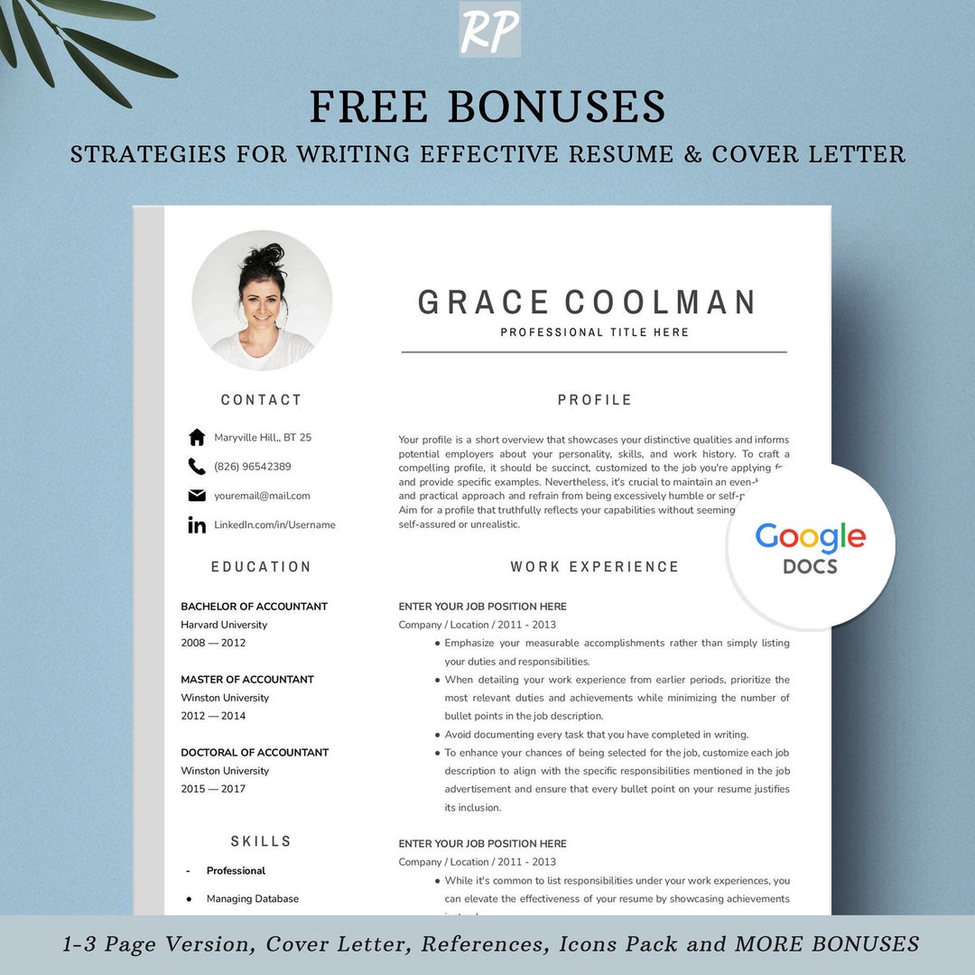 Editable Google Docs Resume Template Minimalist Resume Google Docs CV ...