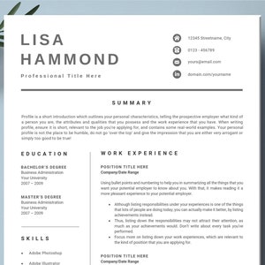 Professional Resume Template Word Modern Resume Clean Resume - Etsy