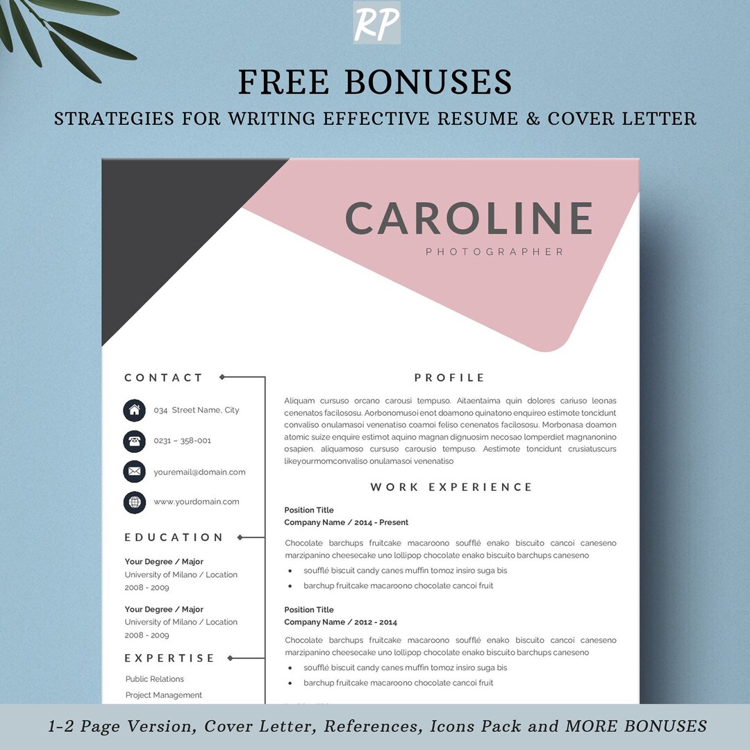 Modern Word Resume Template, 2 Page Resume Template, Word CV Template ...