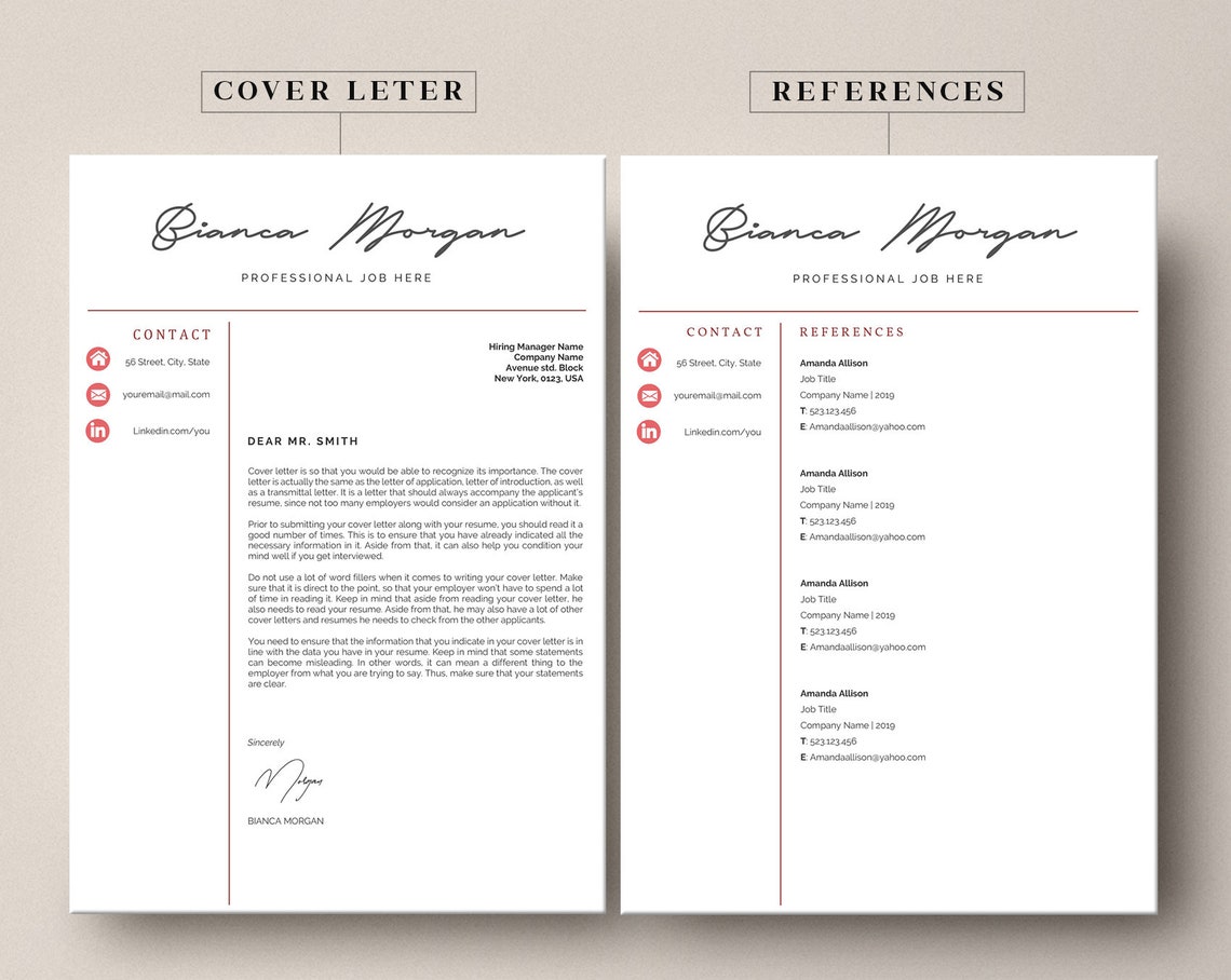 Professional Word Resume Template Modern Word Resume Design 2 Page ...
