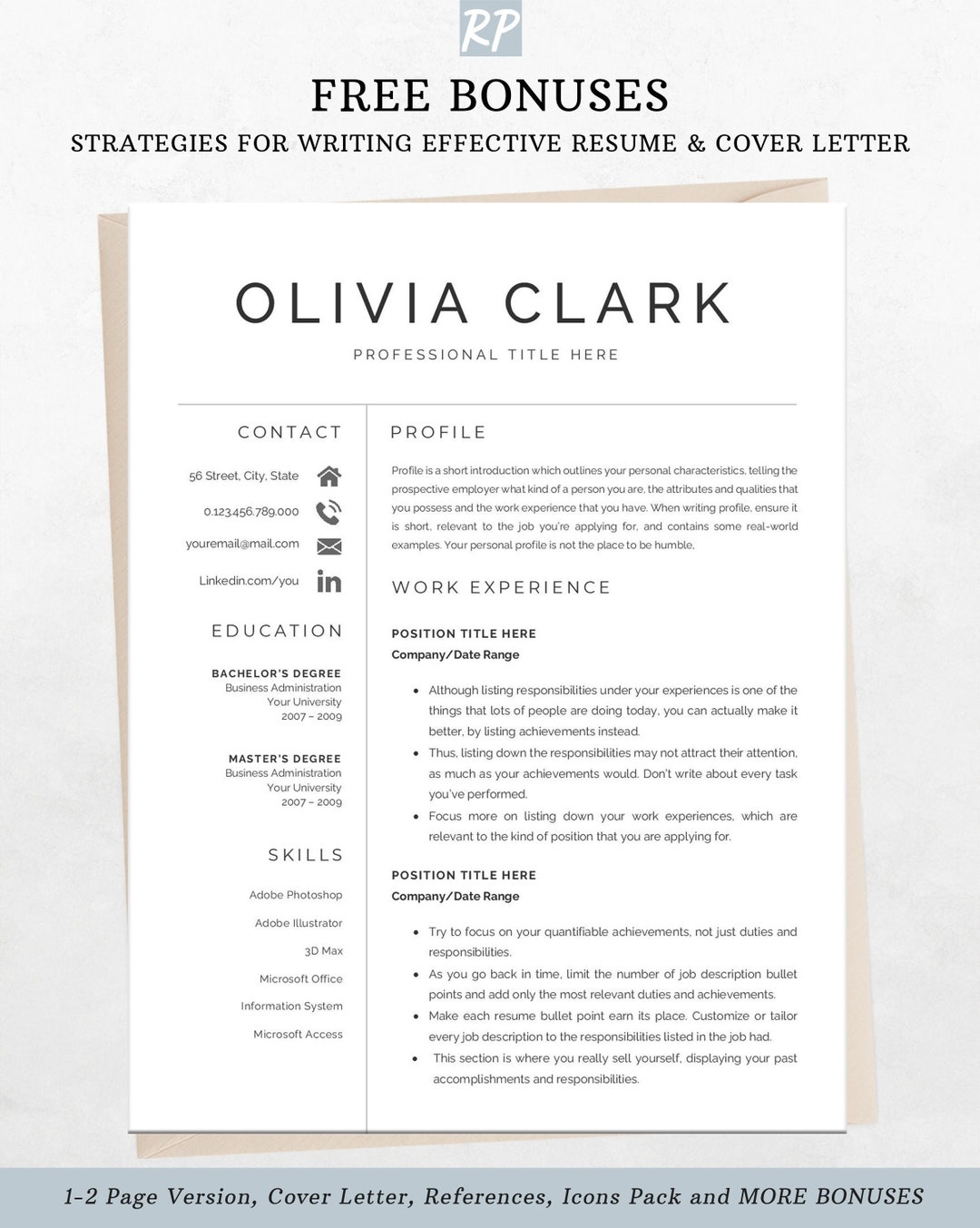 Clean Word Resume Template Resume Template 2 Page Word CV Template ...