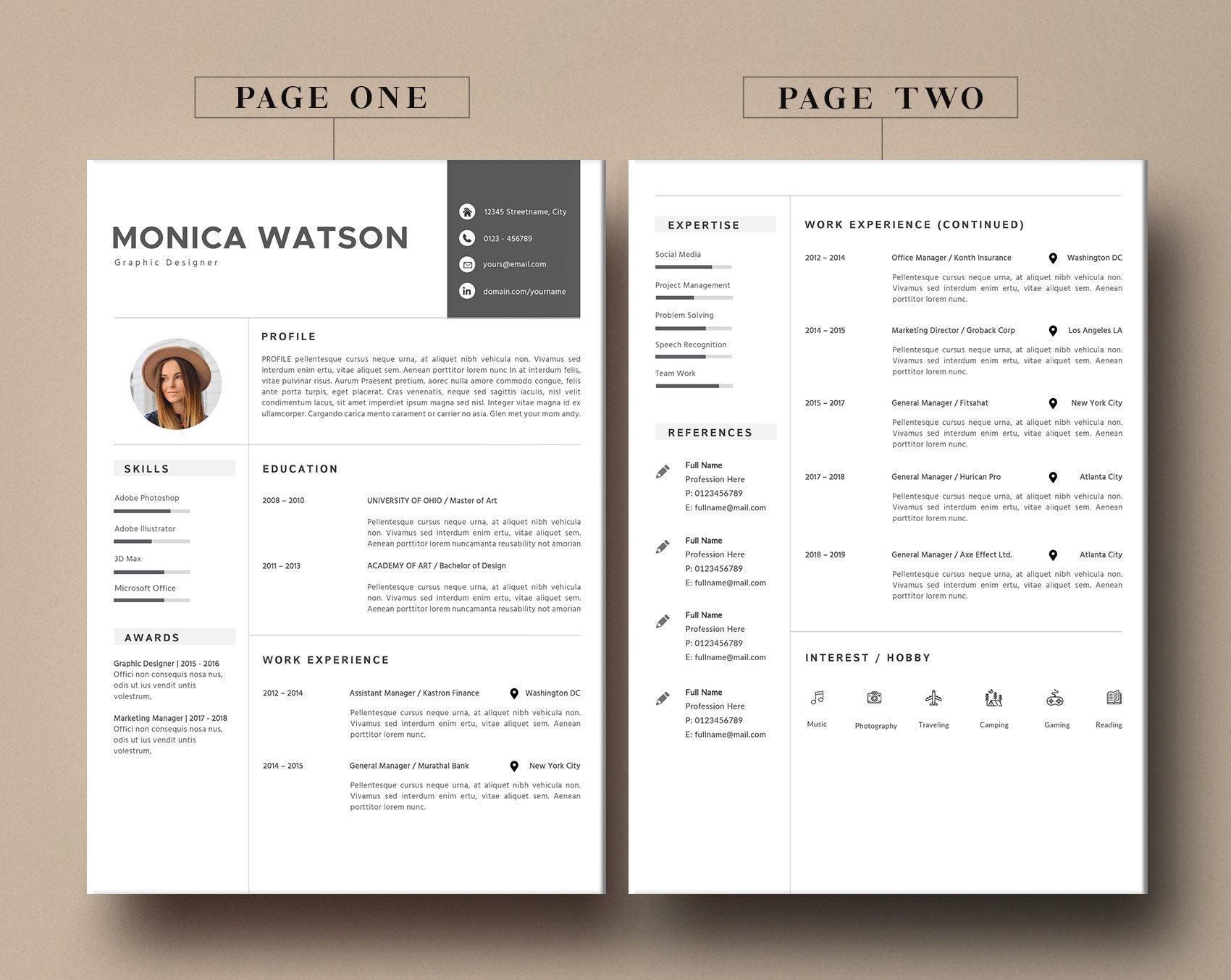 Professional Resume Template for Word, Creative Resume, Teacher Resume ...