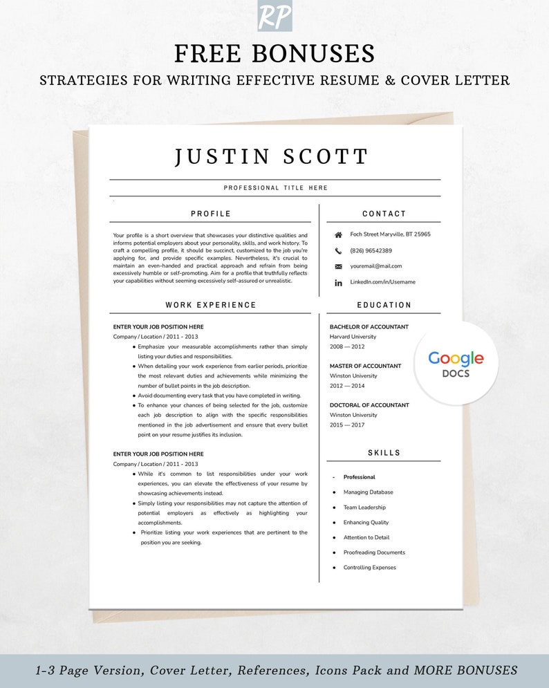 Editable Google Docs Resume Template MAC Pages Resume Template ...