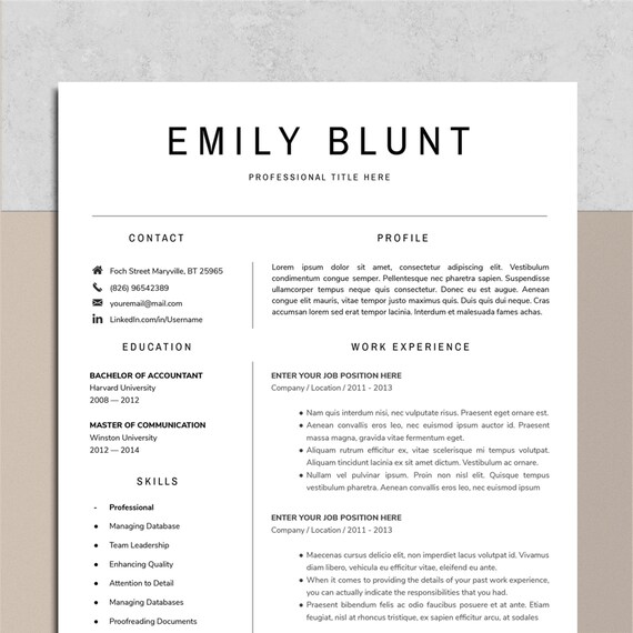 Google Docs Resume Template Google Docs CV Template Google Etsy Australia