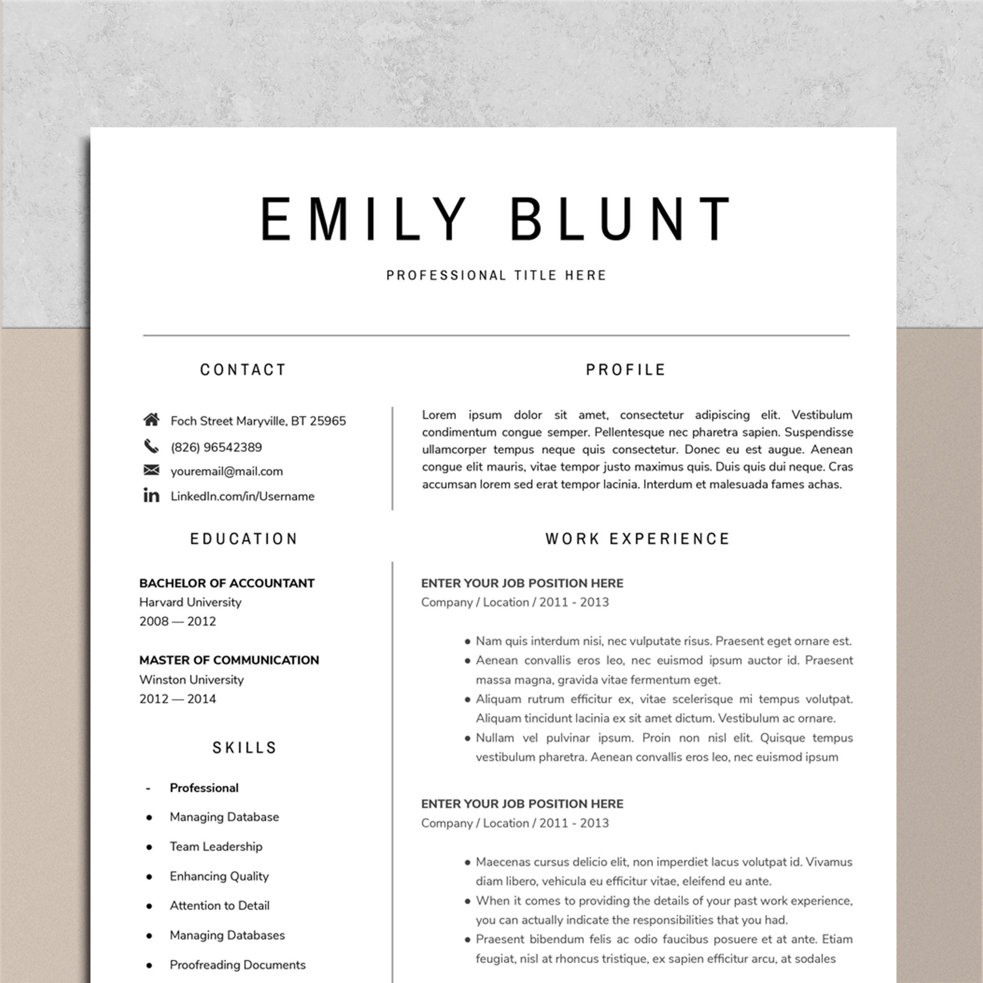 Google Docs Resume Template Google Docs CV Template Google Etsy