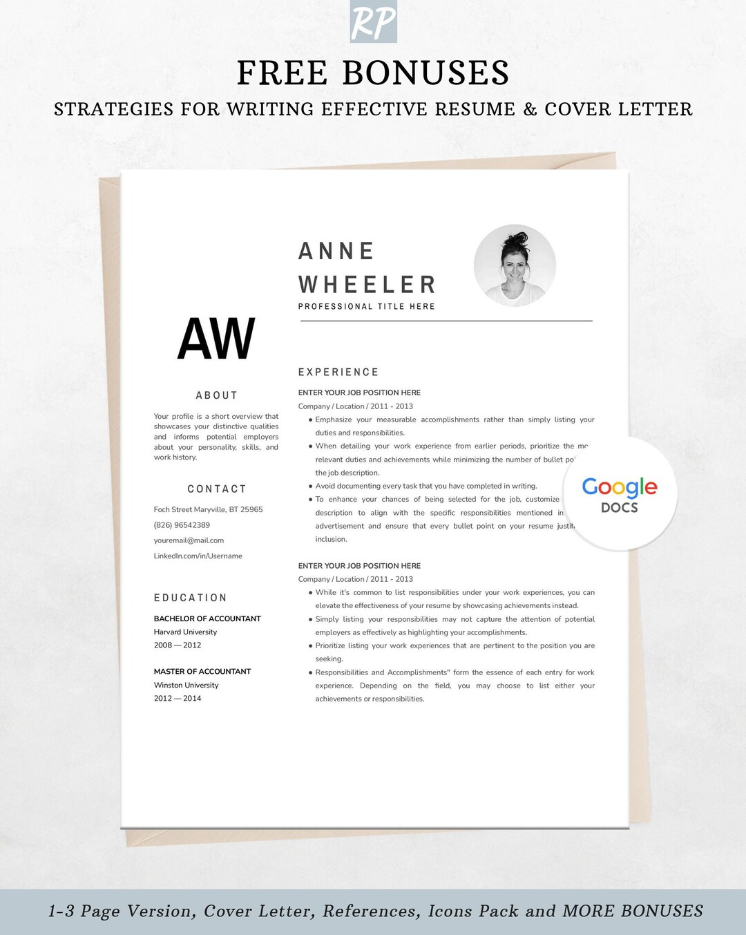 EDITABLE Google Docs Resume Template, Clean Mac CV, Minimalist Modern ...