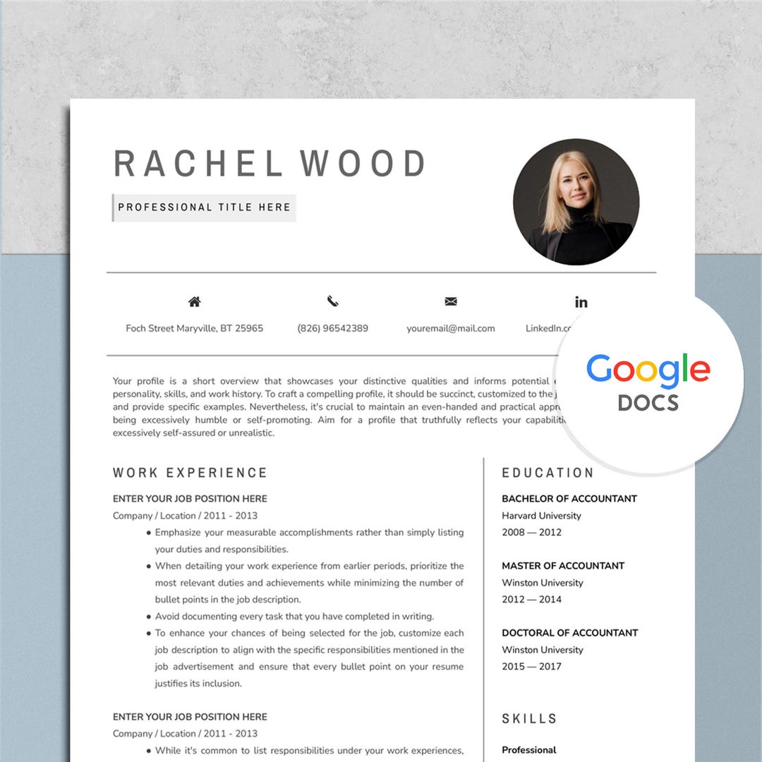 Google Docs Resume Template Professional Resume Google Docs Clean ...