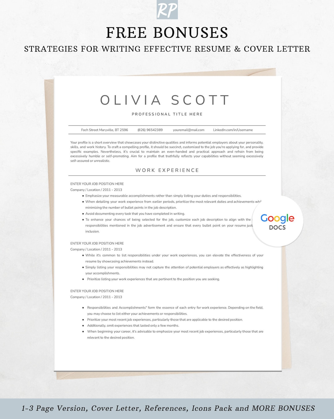 Editable Google Docs Resume Template Google Docs CV Design Google ...