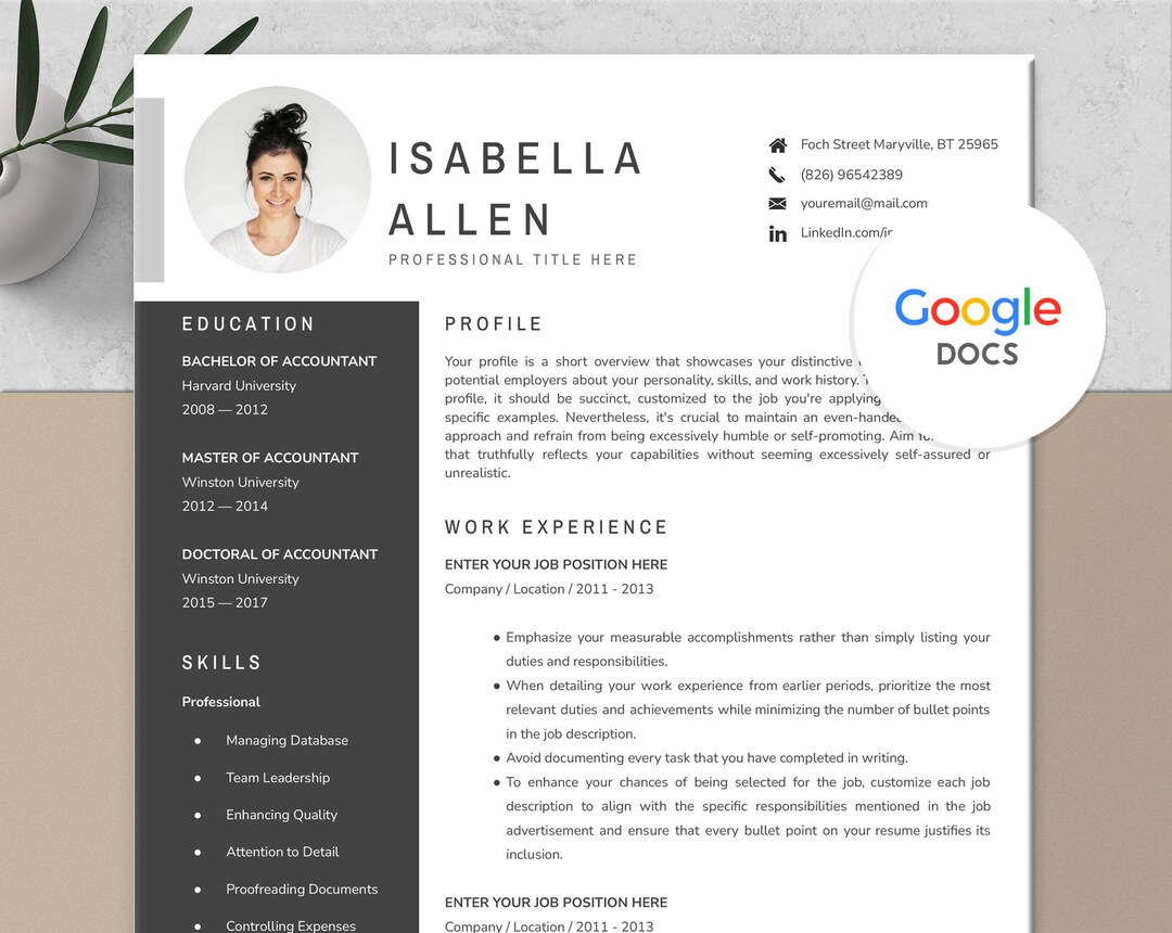 Modèle de CV Google Docs Modèle de CV Google Docs CV Google - Etsy France