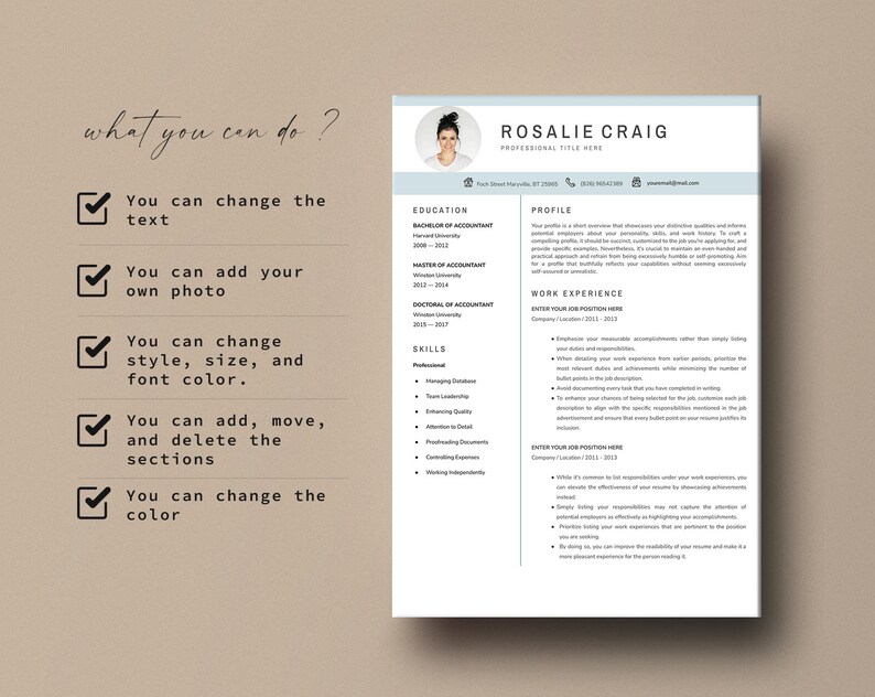 Editable Google Docs Resume Template, Resume Template for Professional ...