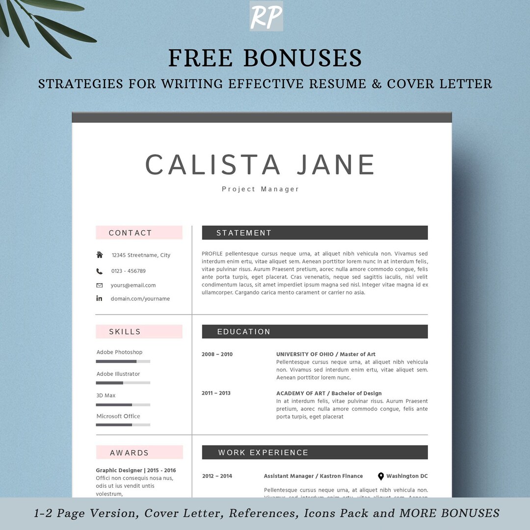 Editable Word Resume Template Modern Resume Curriculum Vitae ...