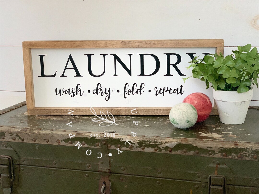 Laundry Sign Laundry Wash Dry Fold Repeat Wood Framed Sign - Etsy