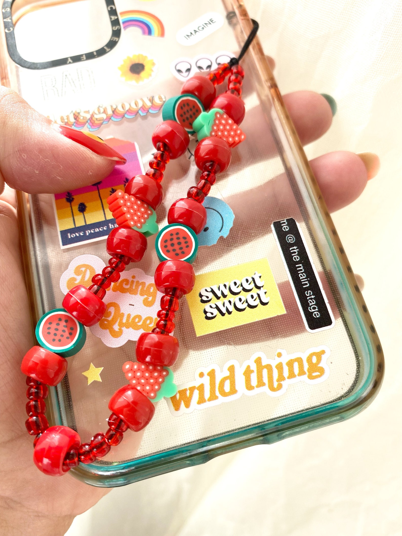 Custom Smiley Face Phone Charm Strap, Cellphone Name String, Beaded Y2k ...