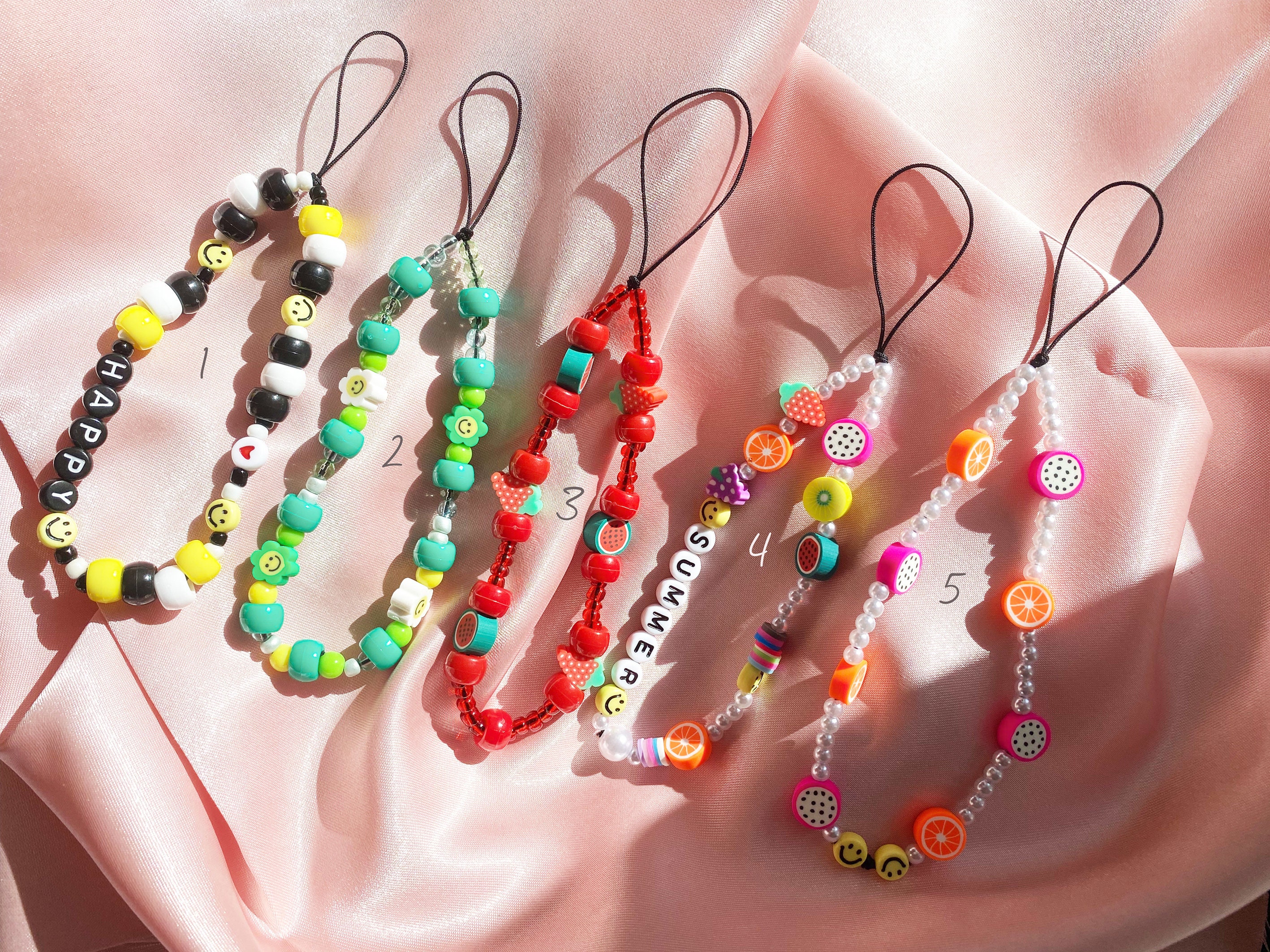 Custom Smiley Face Phone Charm Strap, Cellphone Name String, Beaded Y2k ...