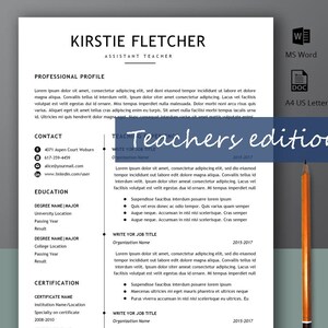 Resume Template, Teacher Resume Template, Teacher Resume Word,cv, CV ...