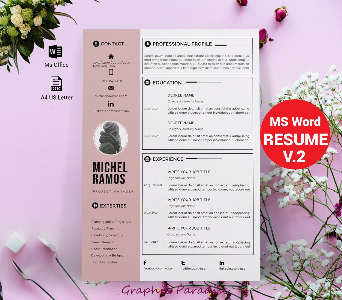 Resume Template Professional Microsoft Word Creative Resume Template ...