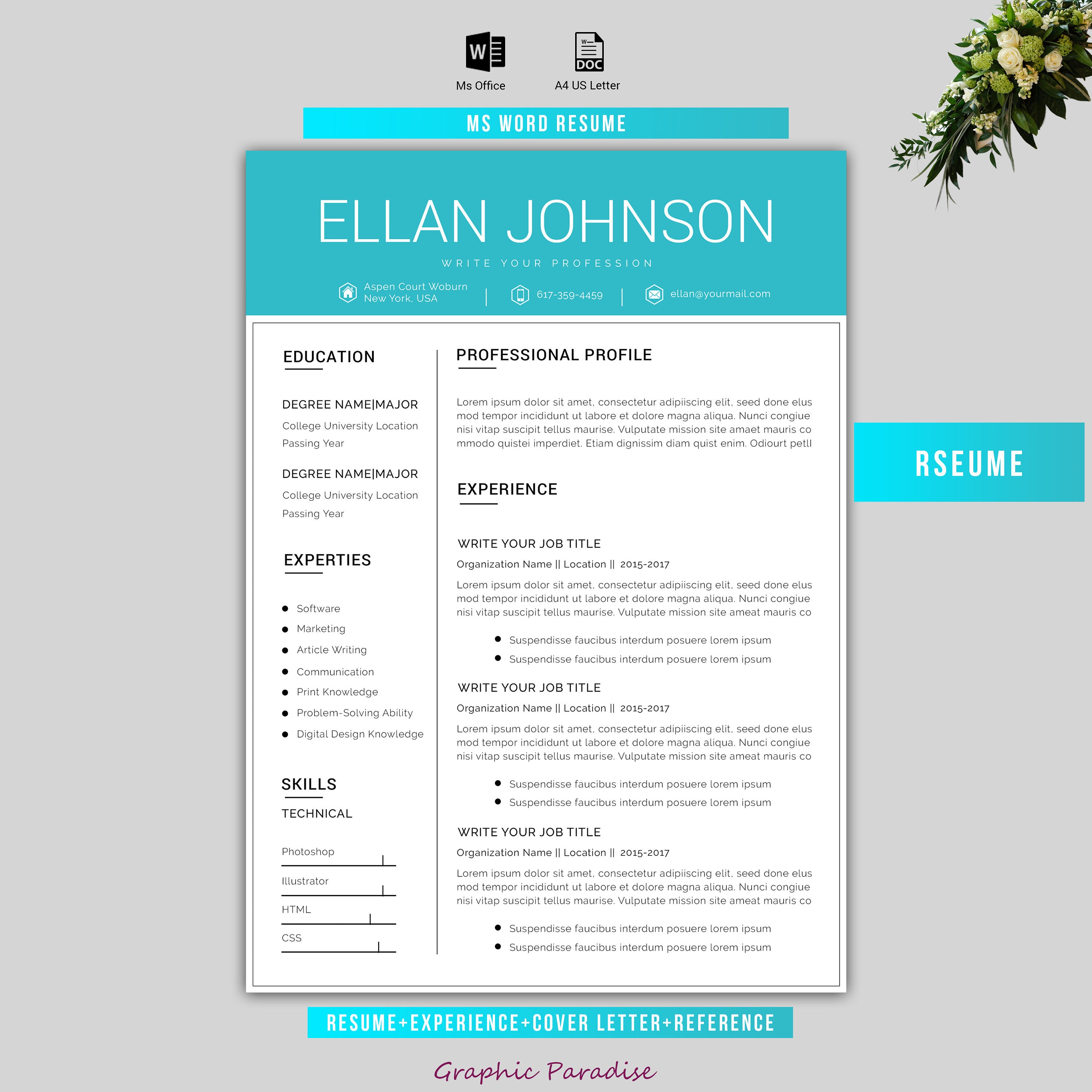 Resume Template Resume Writing Tips Creative Resume Modern Cv Free ...