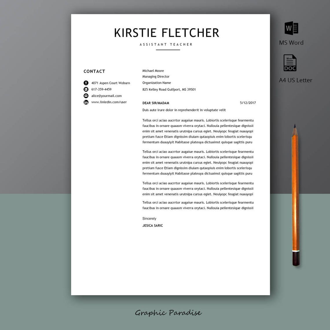 Resume Template, Teacher Resume Template, Teacher Resume Word,cv, CV ...