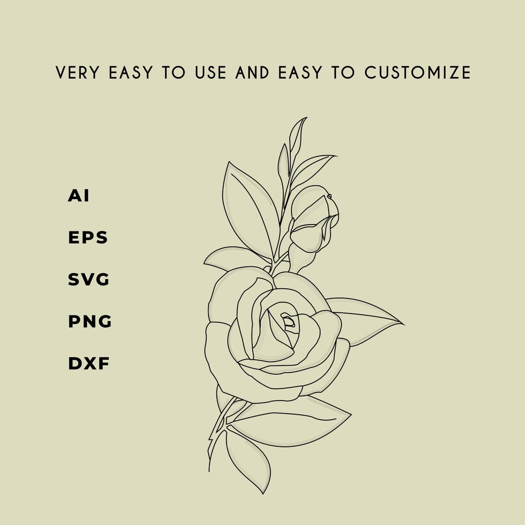 Hand Drawn Floral Svg Floral Line Art Rose Svg Botanical Art Botanical ...