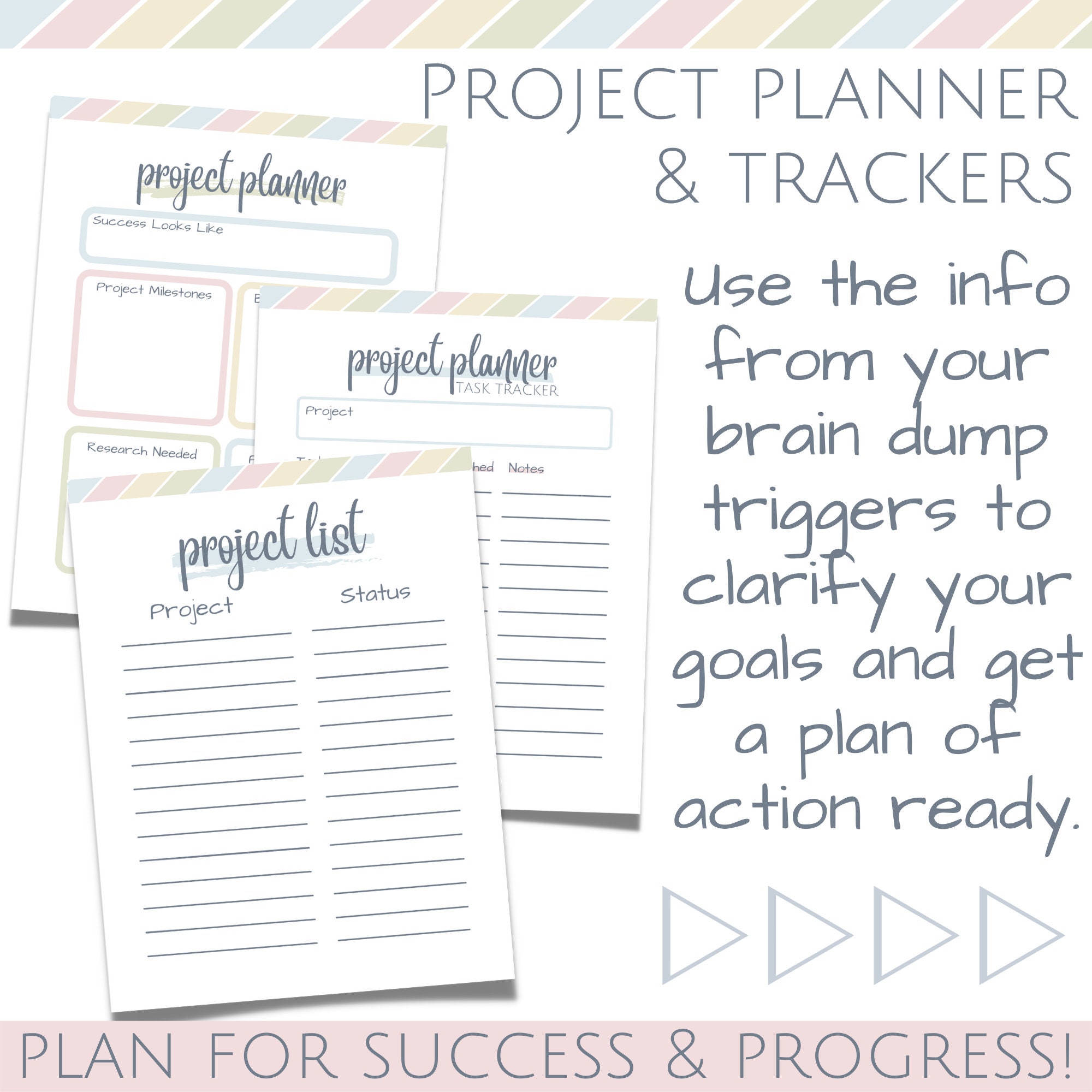 Productivity Workbook & Action Plan Bundle | From Brain Dump to Project ...