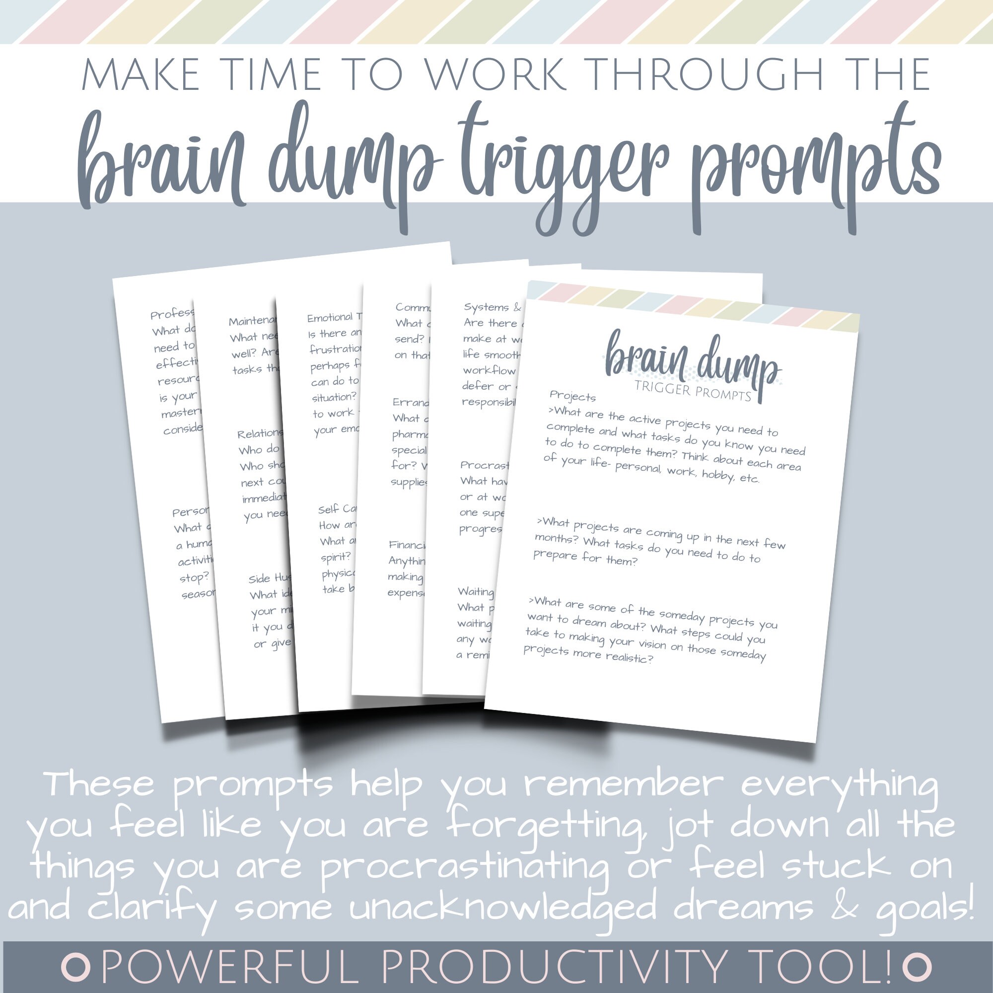 Productivity Workbook & Action Plan Bundle | From Brain Dump to Project ...