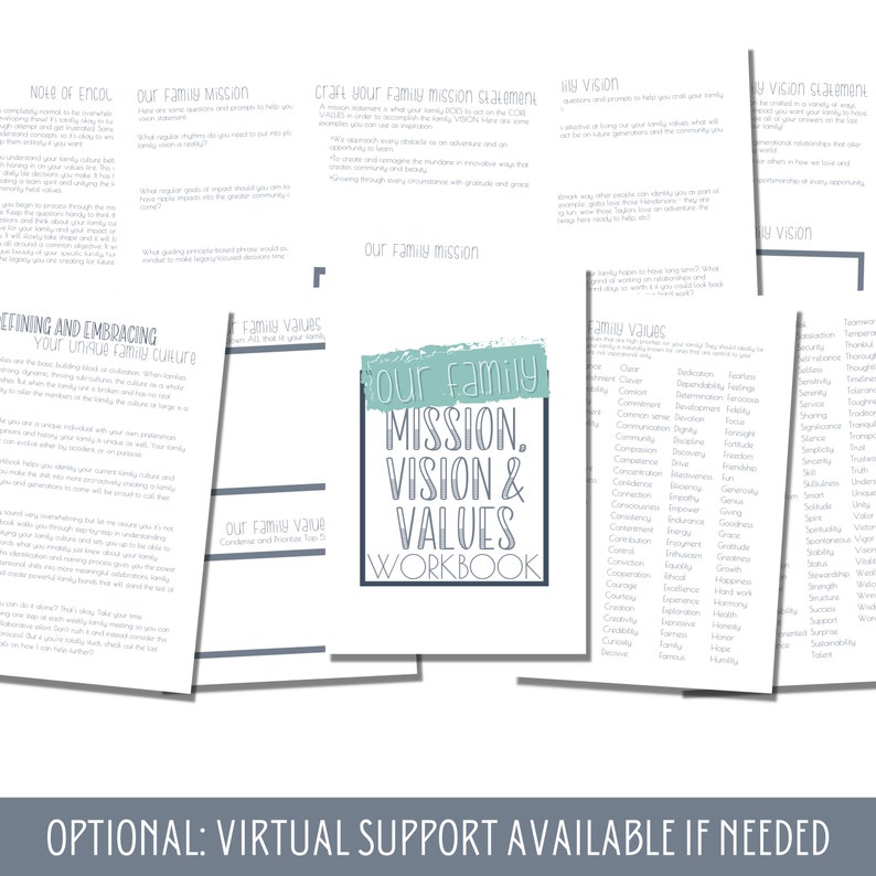 Family Mission Vision & Values Workbook | Instant Download PDF ...