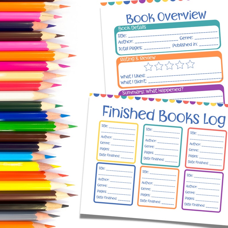 Reading Log Journal Bundle | Learning Worksheet Packet to Improve ...