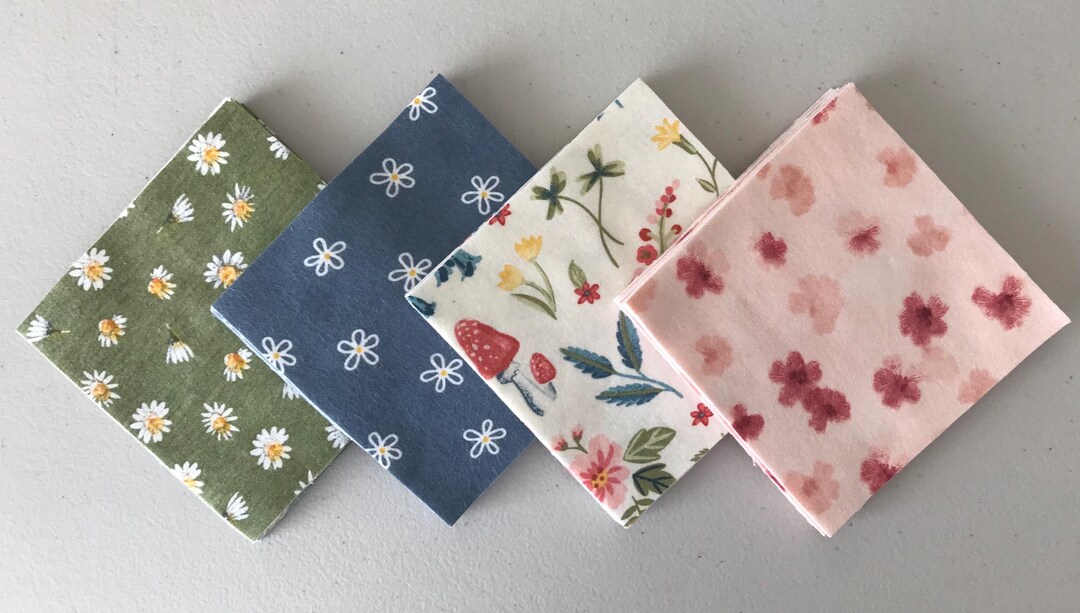 64 - 5” Flannel Floral Charm Pack, Pre-cut Flannel Squares, Daisy Charm ...