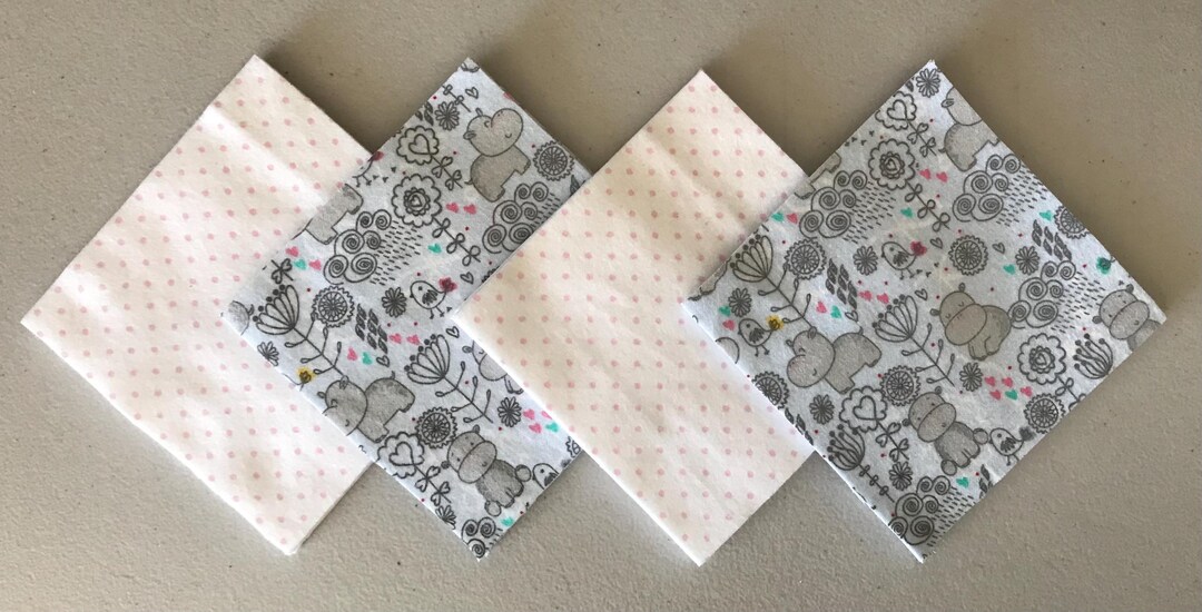 48 - 5” Flannel Hippo Charm Pack, Pre-cut Flannel Squares, Polka Dot ...