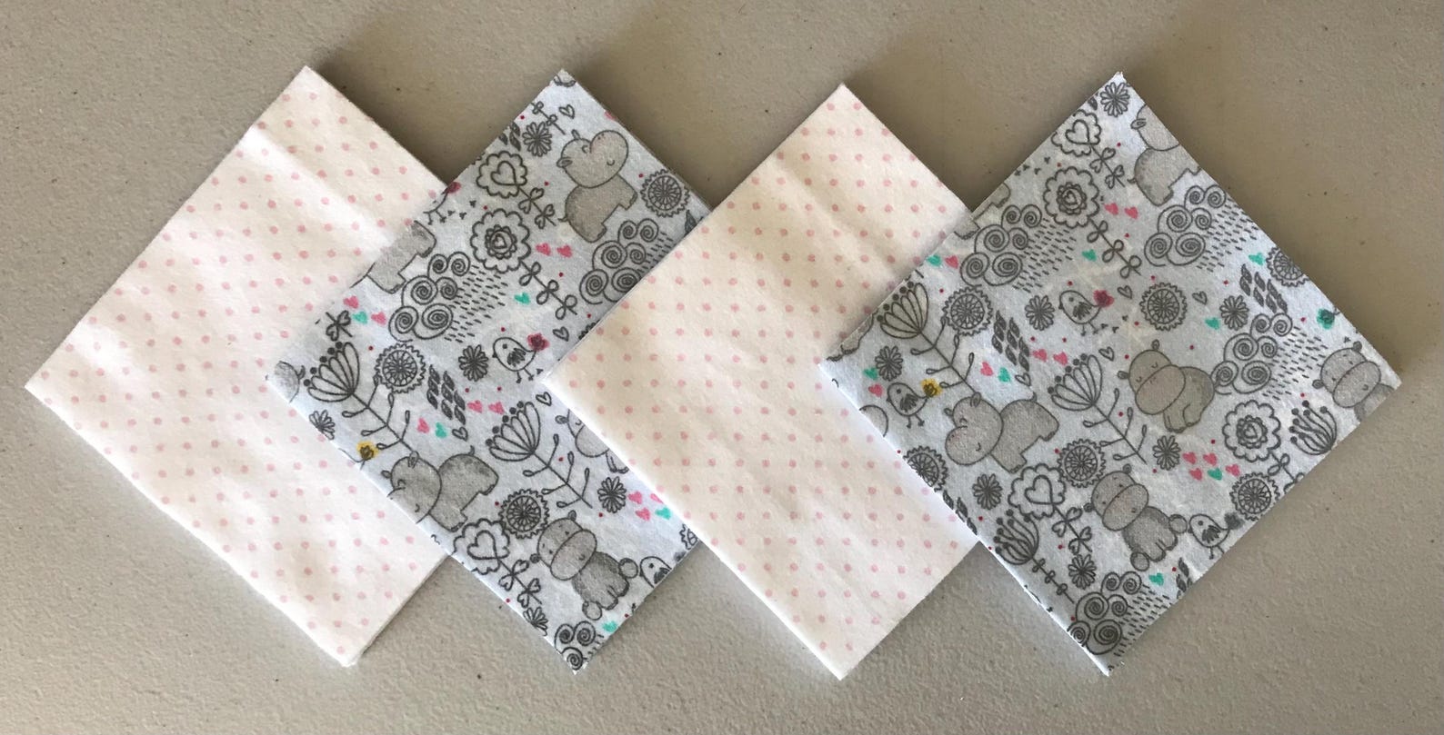 48 - 5” Flannel Hippo Charm Pack, Pre-cut Flannel Squares, Polka Dot ...