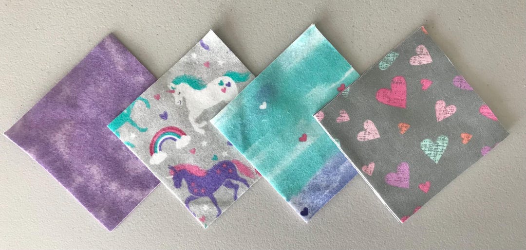 64 - 5” Flannel Unicorn Charm Pack, Pre-cut Flannel Squares, Girl Charm ...