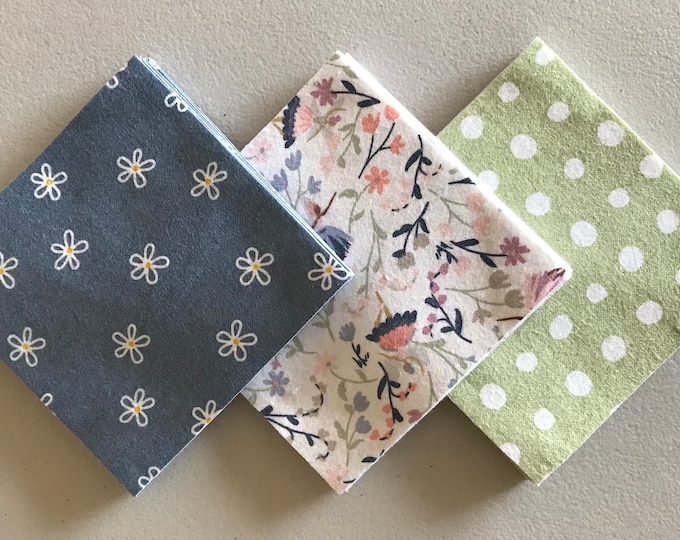 48 5 Flannel Floral Charm Pack, Pre-cut Flannel Squares, Fairy Charm ...