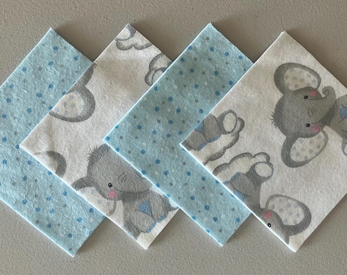 64 - 5” Flannel Elephant Charm Pack, Pre-cut Flannel Squares, Rag Quilt ...