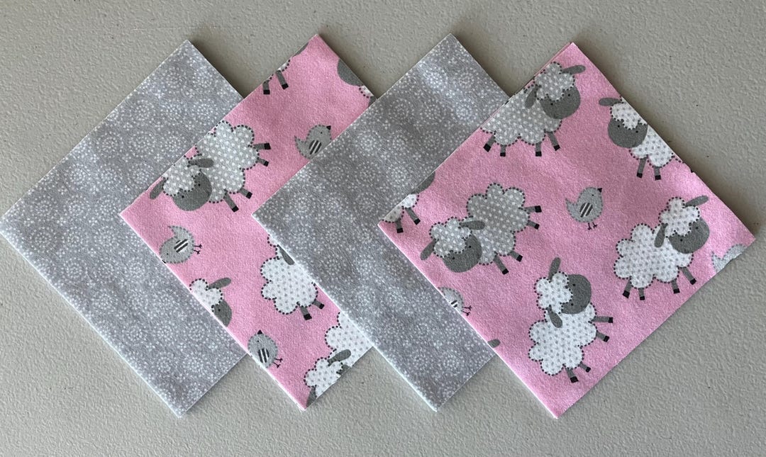 48 - 5” Flannel Sheep Charm Pack, Pink and Gray Pre-cut Flannel Squares ...