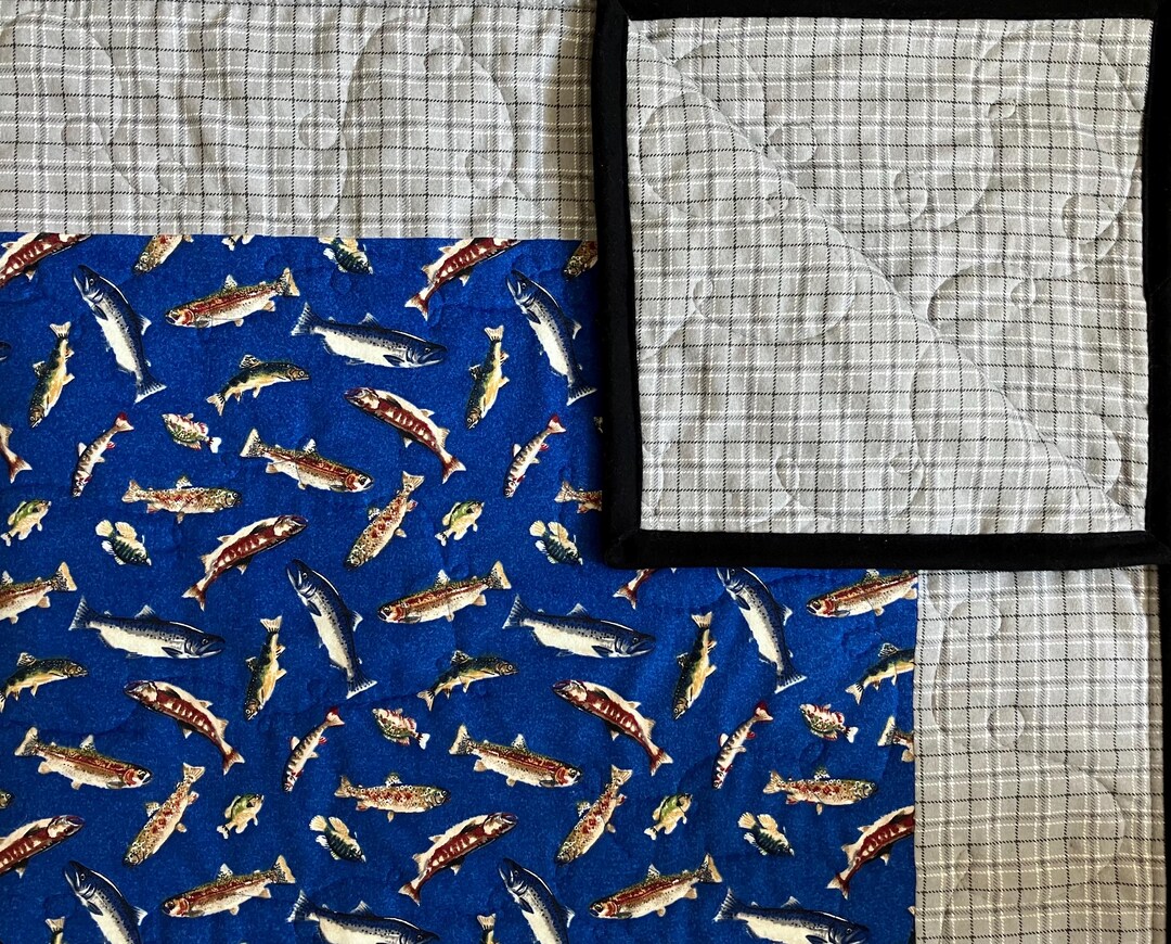 Flannel Fishing Quilt: Handmade Outdoor Throw Blanket - Etsy