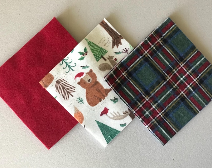 96 5 Flannel Christmas Woodland Animal Charm Pack, Pre-cut Rustic ...