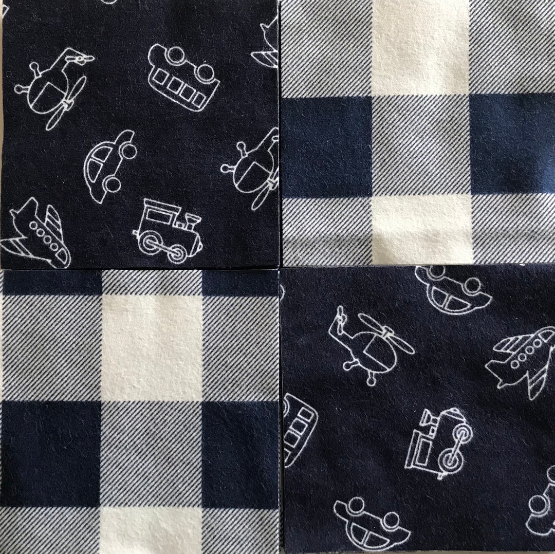 44 - 5” Flannel Cars and Airplanes Charm Pack, Pre-cut Flannel Squares ...