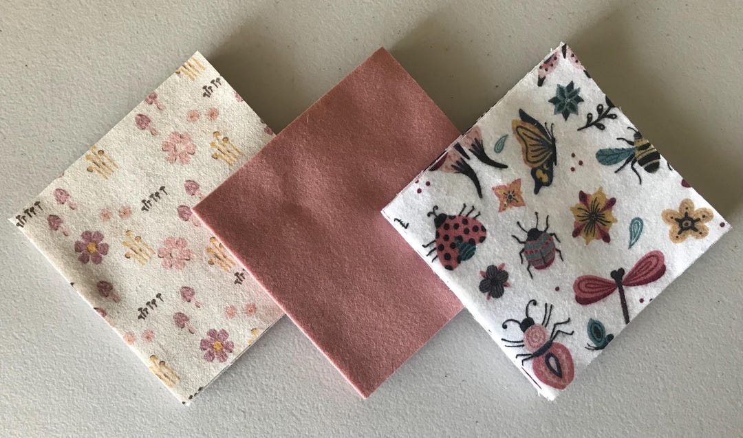 48 5 Flannel Floral Bug Charm Pack, Pre-cut Flannel Squares, Butterfly ...