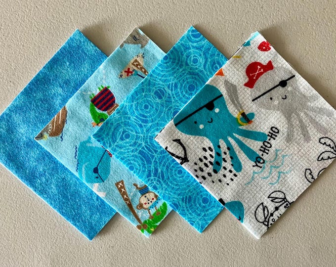 78 - 5” Flannel Pirate Charm Pack, Pre-cut Flannel Squares, Rag Quilt ...