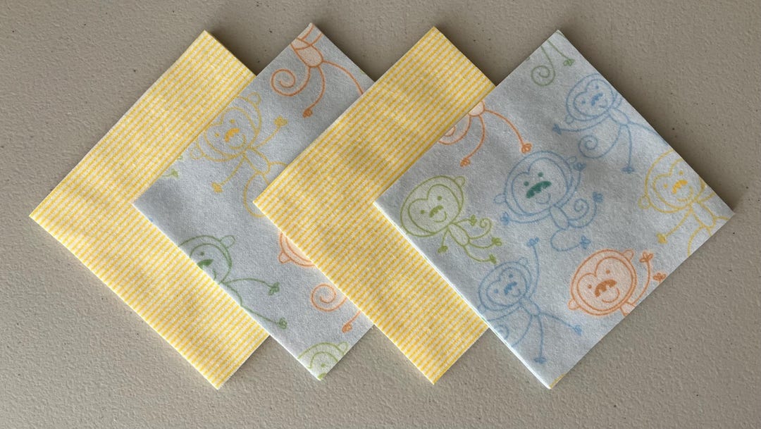 60 - 5” Flannel Monkey Charm Pack, Pre-cut Flannel Squares, Rag Quilt ...