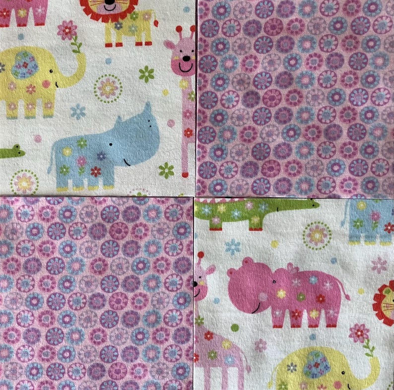 64 - 5” Flannel Jungle Animals Charm Pack, Pre-cut Flannel Squares, Rag ...