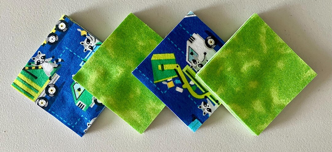 64 - 5” Flannel Raccoons on Garbage Trucks Charm Pack, Pre-cut Flannel ...