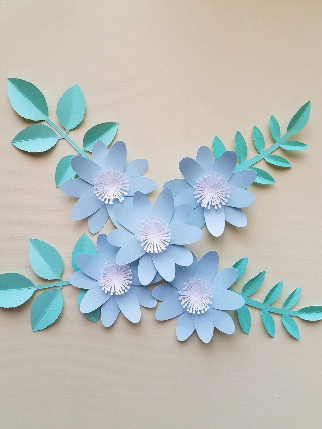 Set of 12 Small Blue Paper Flowers, Table Flower Decor, Blue Flowers - Etsy
