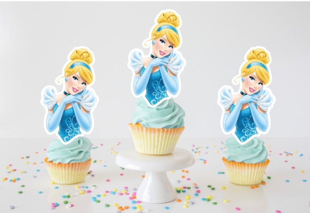 Cinderella Cupcake Toppers, Princess Cake Toppers, Birthday Theme Party ...