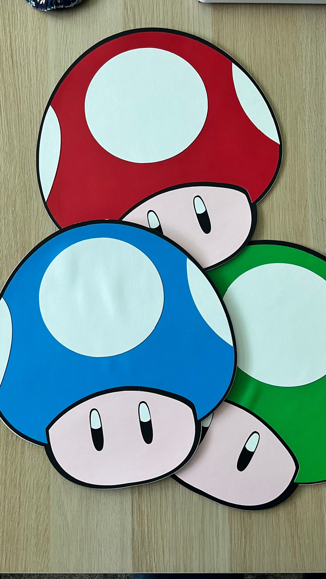 12 Inches Set of Mario Mushrooms Cutouts, Mario Party Decoration ...