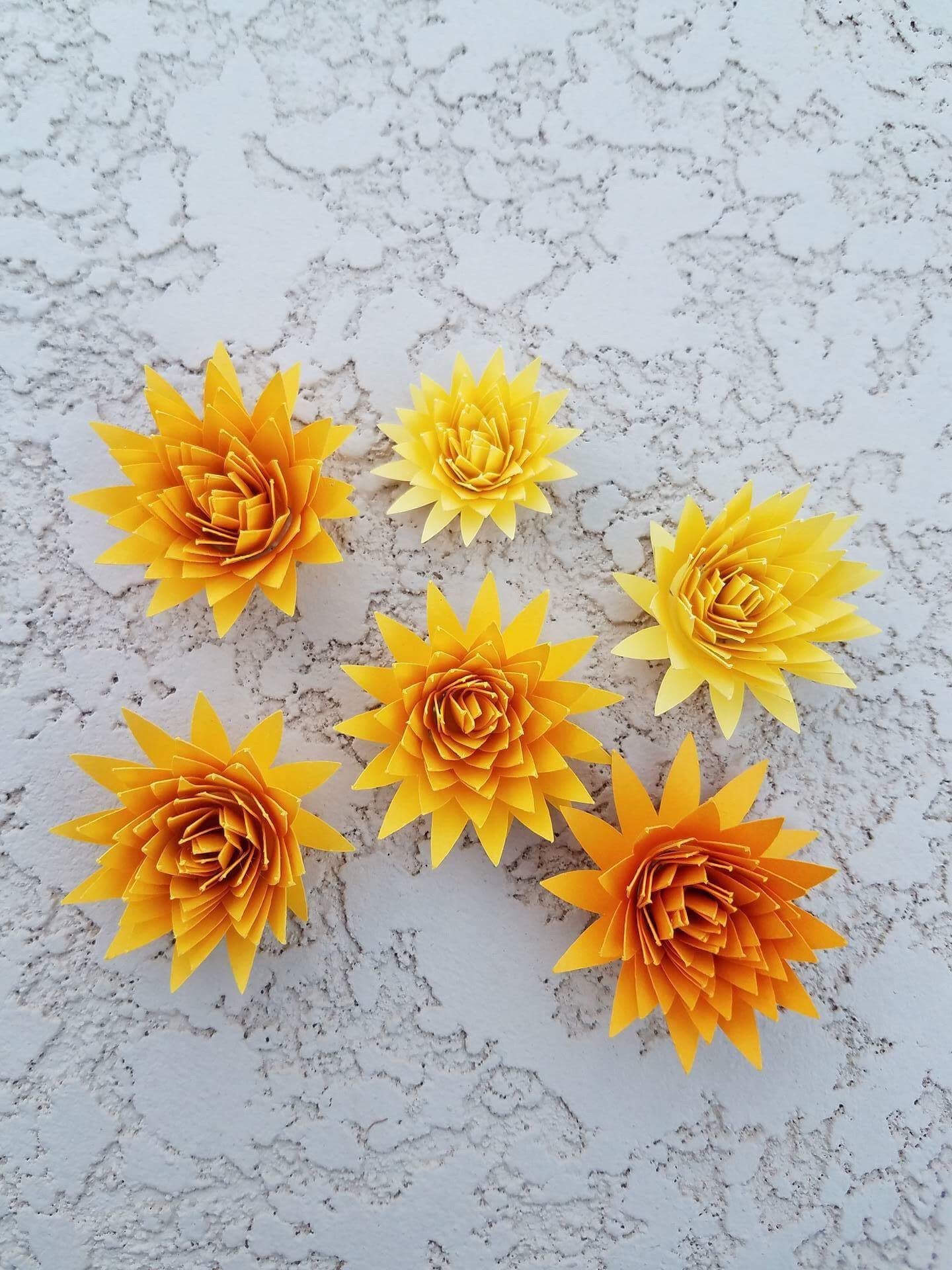 Set of 10 Shades of Yellow Small Paper Flowers 3D Flowers | Etsy