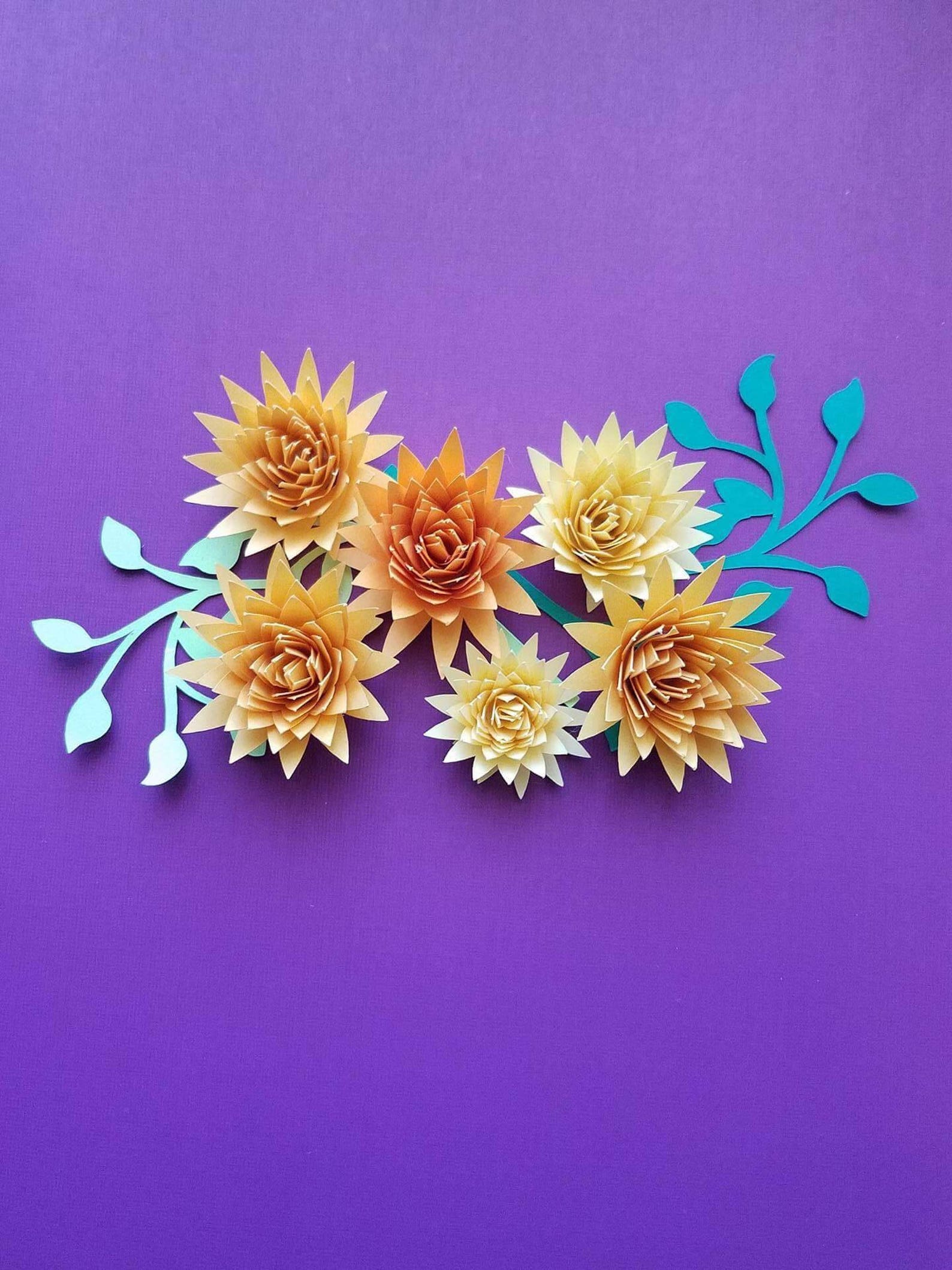 Set of 10 Shades of Yellow Small Paper Flowers 3D Flowers | Etsy