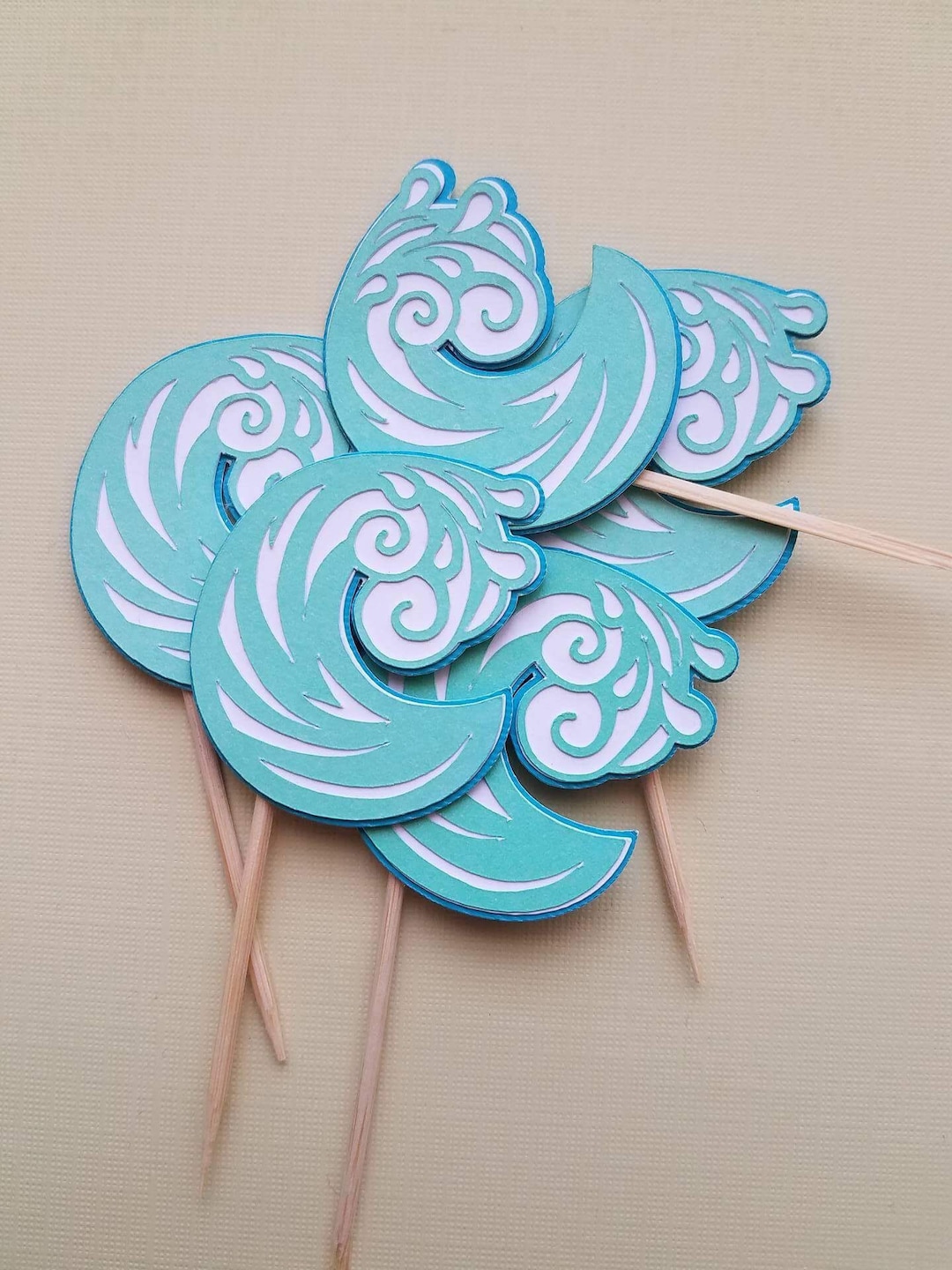 Set of 12 Ocean Waves Topper, Summer Wave Topper, Beach Theme Topper - Etsy