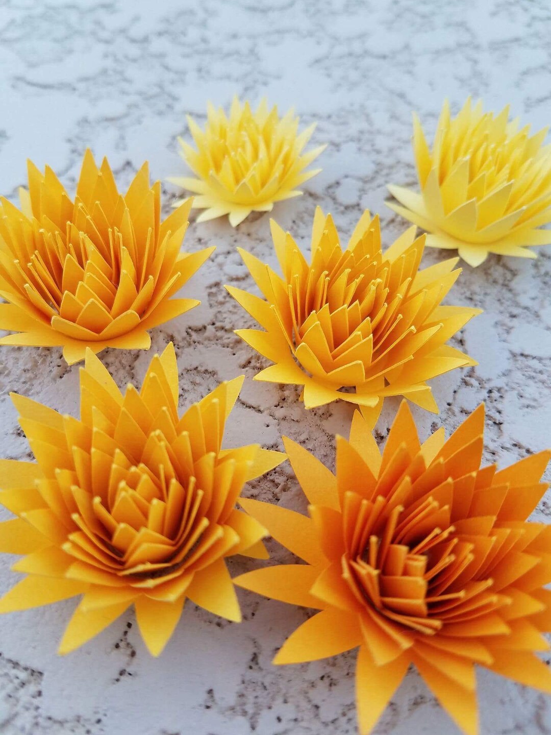 Set of 10 Shades of Yellow Small Paper Flowers, 3D Flowers, Wedding ...